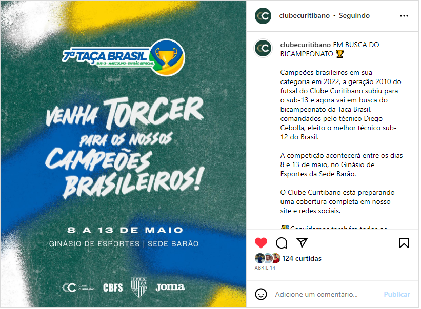 Projeto Taça Brasil de Futsal. Entre os dias 8 e 13 de maio, o Ginásio ...