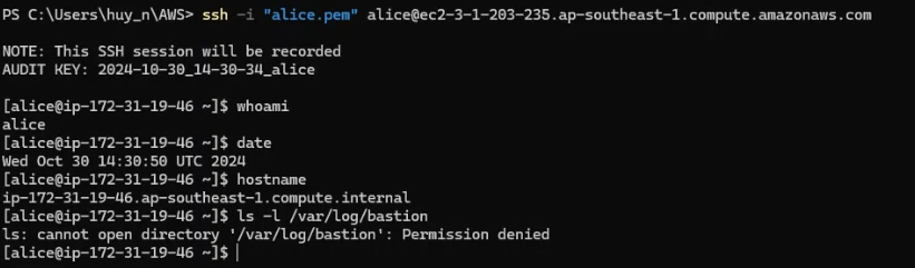 Implementing AWS Security blog “How to Record SSH Sessions Established Through a Bastion Host ...