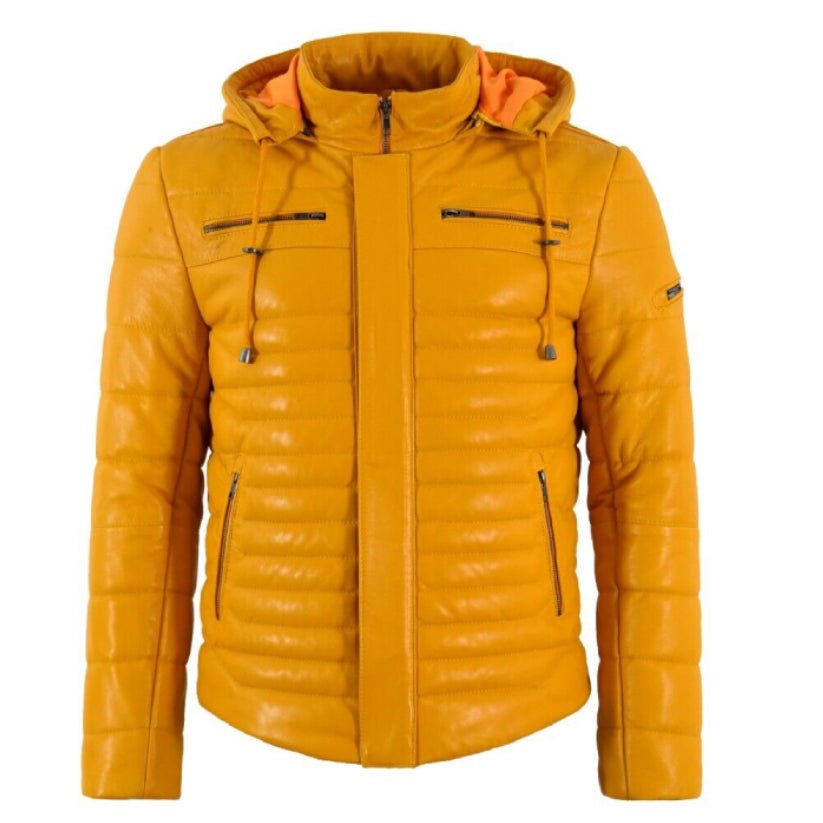 Leather Puffer Jacket - Leatherstore - Medium
