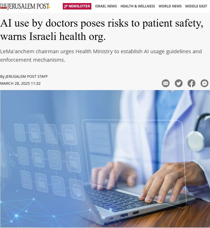 Saturday March 29 2025: AI use by doctors poses risks to patient safety ...