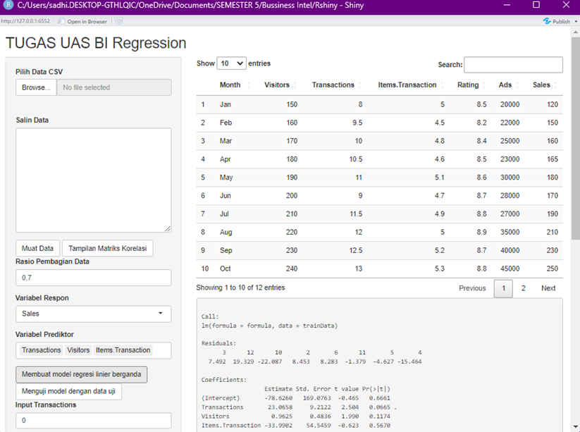 The R Shiny application helps users to perform multiple linear ...