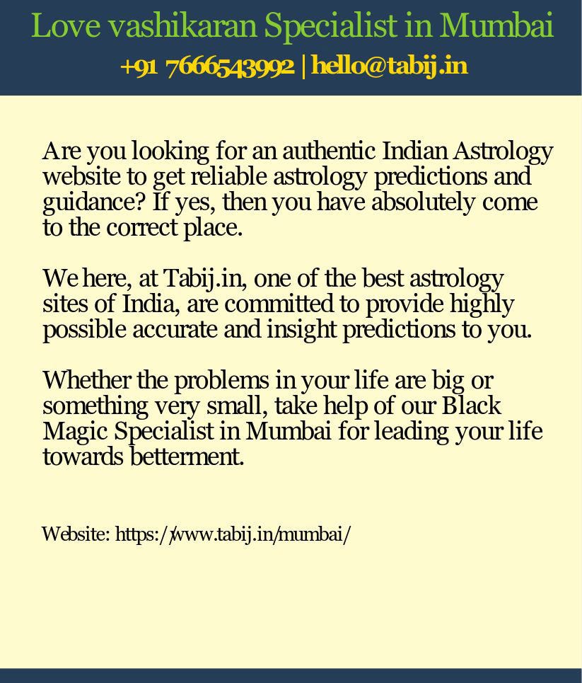 Love vashikaran specialist in Mumbai | Tabij.in | by Tabji Web | Medium