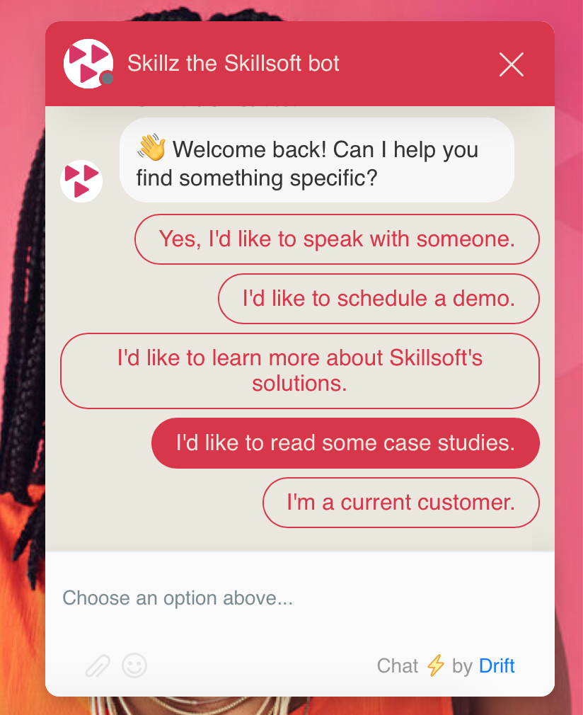 Meet Skillz- The Skillsoft bot. Artificial intelligence, a chatbot, and ...