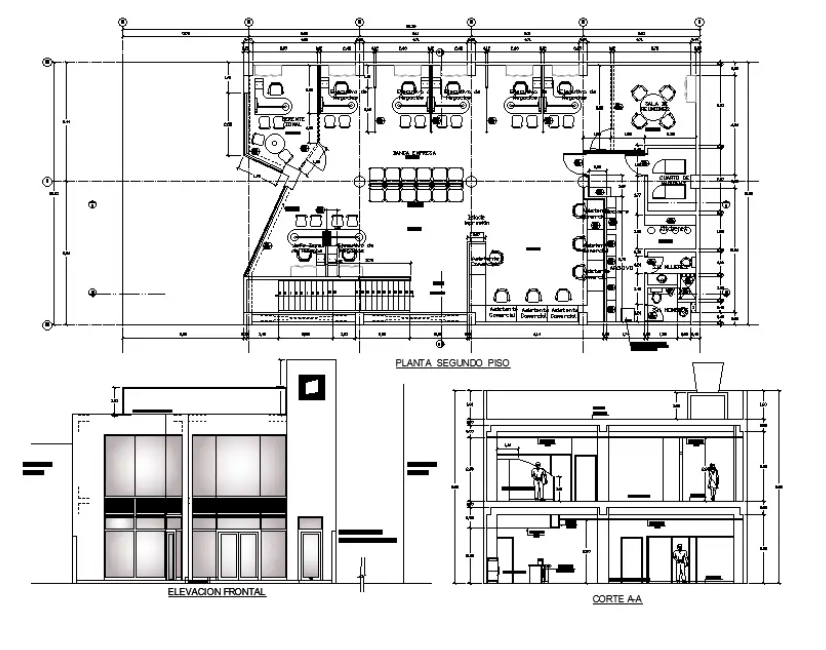 A completed bank plan Autocad drawing file. - Cadbull - Medium