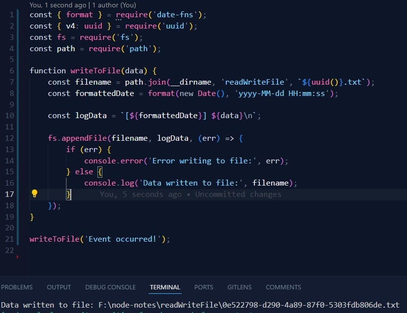 Event driven application: Important short note (bonus node example ...