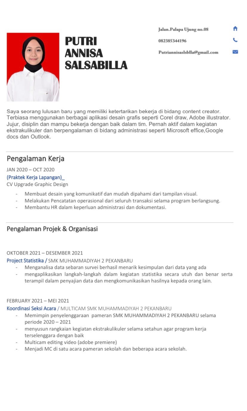 Curriculum Vitae - Putri Annisa Salsabilla - Medium
