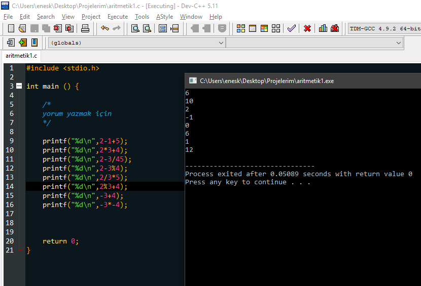 C ile Aritmetik. #include | by Enes Küçükoğlu | Medium