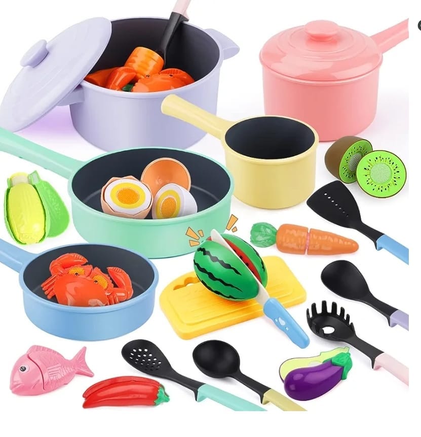 GILOBABY Kitchen Pretend Toy, Role Play Cutting Fruits Food Toy ...
