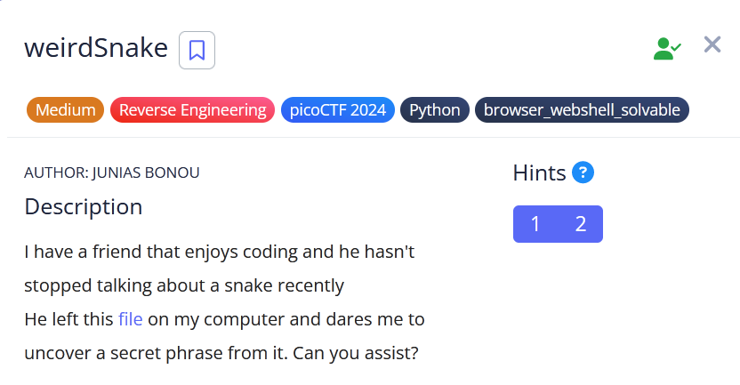 Understanding python bytecodes to solve weirdSnake from picoctf | by micro | Medium