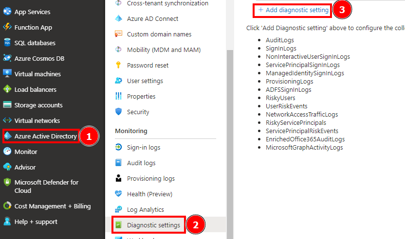 Part 6: Creating Diagnostic Setting to ingest Azure Active Directory ...