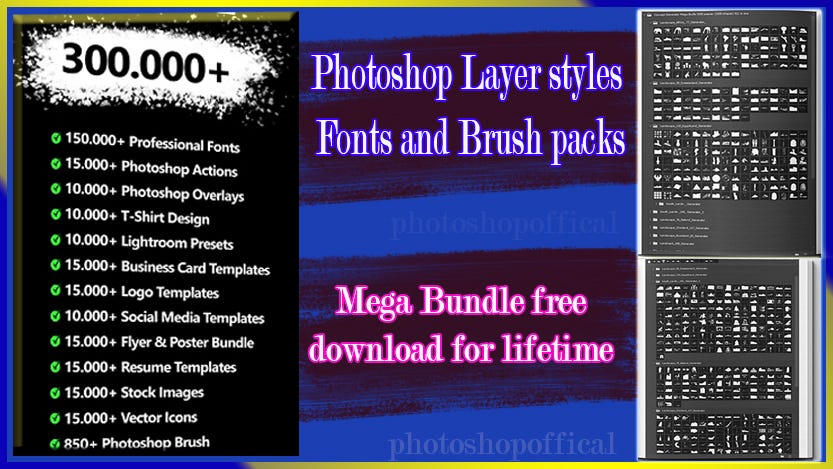 Photoshop Layer Styles Fonts and Brush Packs Free Download for lifetime ...