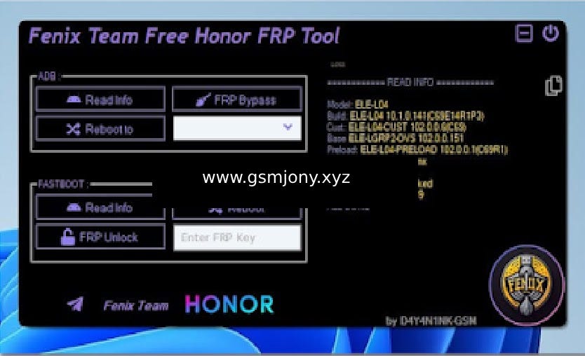 Fenix Team Honor FRP Tool for Windows New Update | by GSM Jony | Jun ...