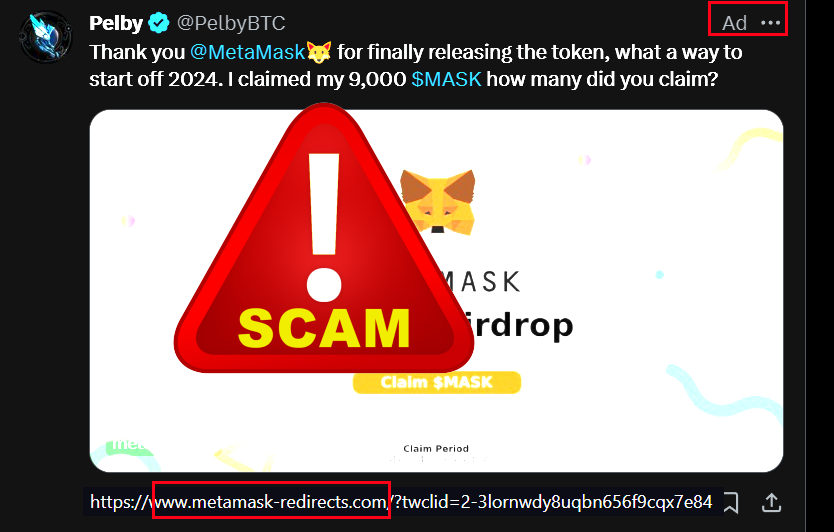 Do not fall for malicious Metamask token MASK “airdrops”. There is no ...