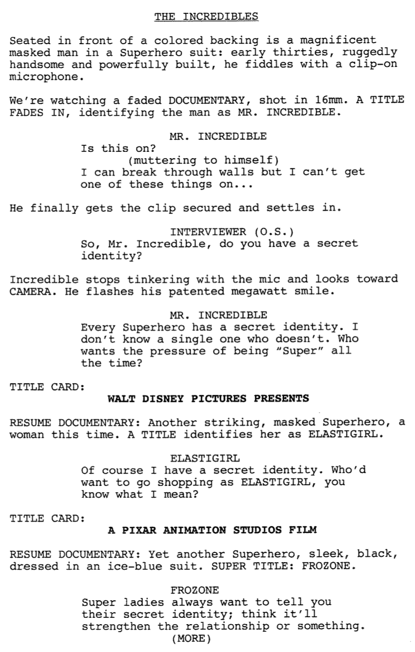 Page One: “The Incredibles” (2004) - Go Into The Story