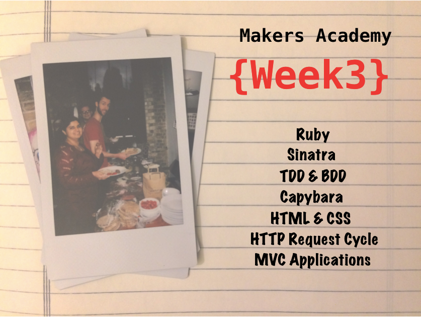 Week 3: Ruby MVC Applications. Here’s my third weekly snapshot of key ...