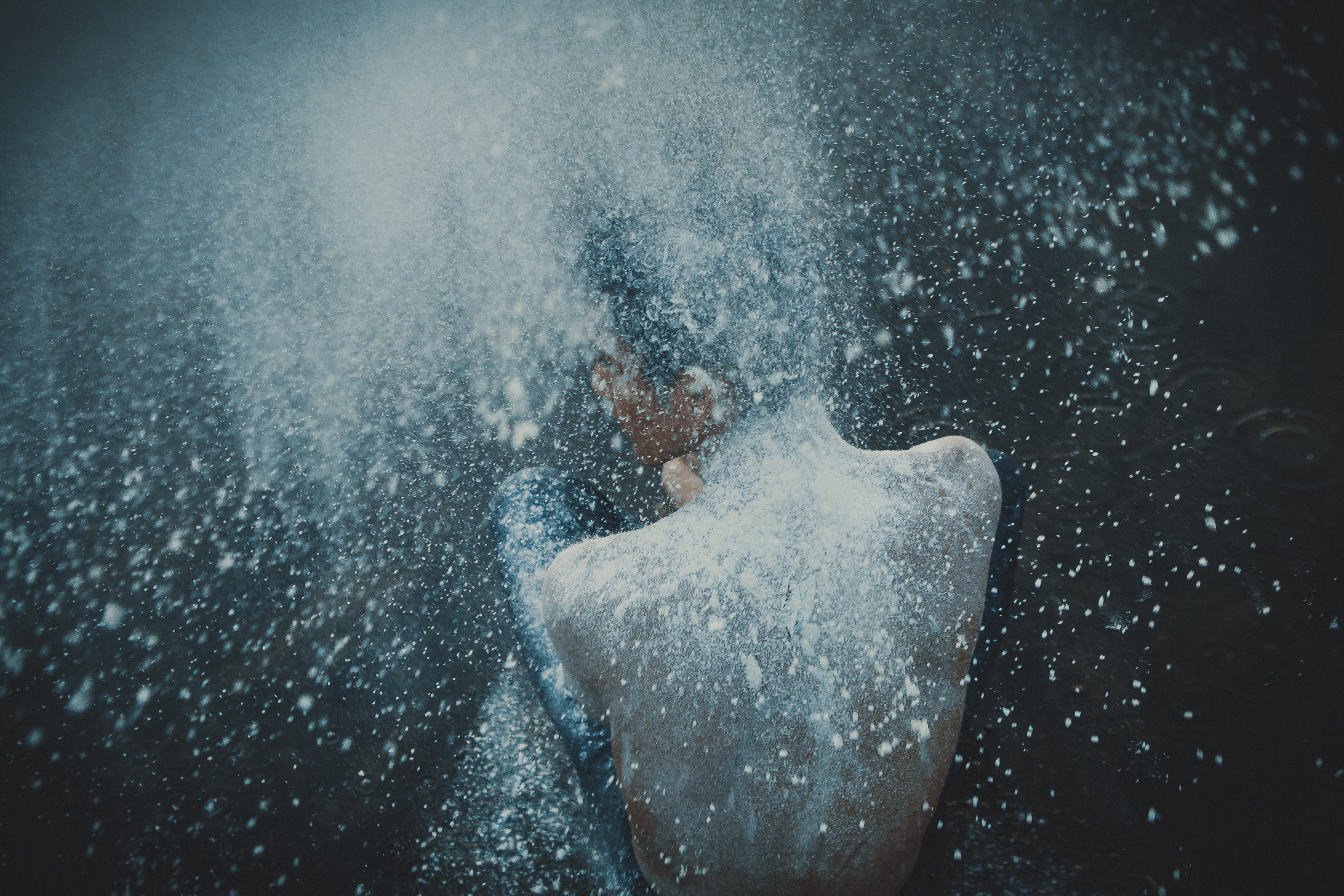 Crying Man In Rain