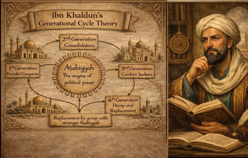 Ibn Khaldun’s Generational Cycle Theory: How Civilizations Rise, Peak ...
