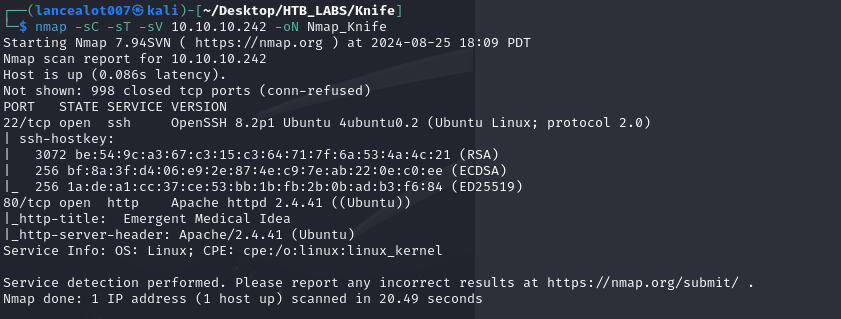 Knife [Hack The Box]. Machine Info | by PwnedR00T | Aug, 2024 | Medium