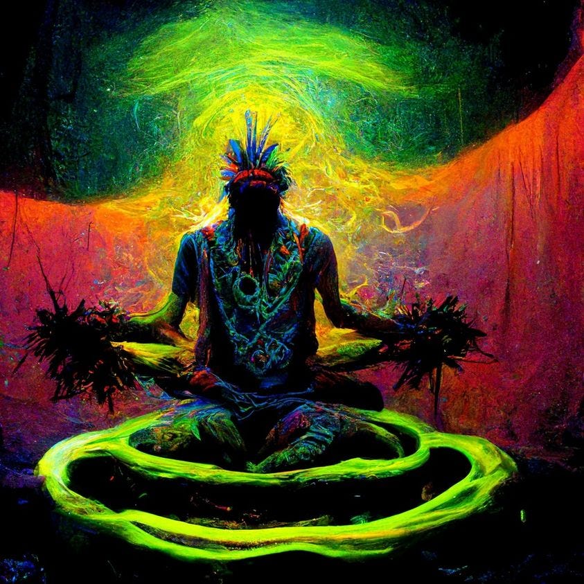 The Ayahuasquero (ayahuasca shaman) sits in the energies of spirit ...