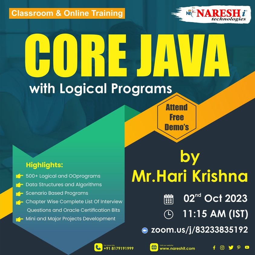 👉Attend Free Demo On Core Java by Mr Hari Krishna . - Techprasanna - Medium