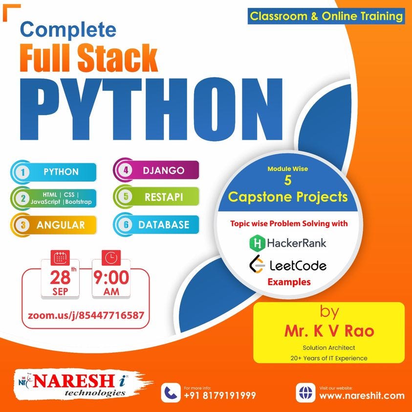 👉Attend a Free Demo On Full Stack Python by Mr. KV Rao. - Techprasanna ...