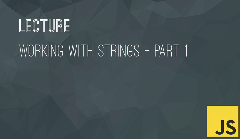 Working With Strings — Part 1. Over the next few lectures, we will ...