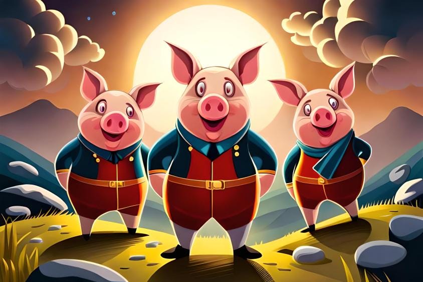 Three Little Pigs Brick House Wolf Three Little Pigs Brick House Wolf