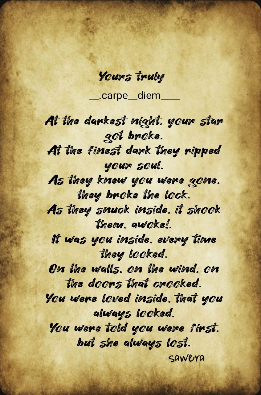 Yours truly At the darkest night, your star got broke. At the finest ...