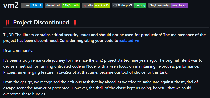 A secure Node.js sandbox. A secure Node sandbox | by Pål Thingbø | Medium