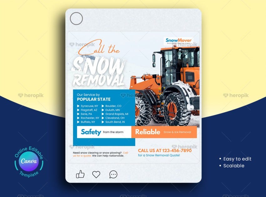 Snow Removal Service Instagram Post Template - Heropik - Medium