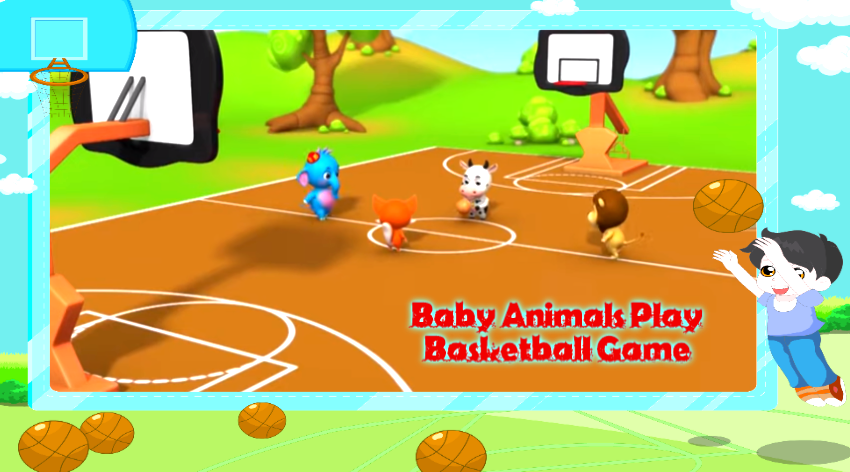 Cartoons for Kids | Baby Animals Play Basketball Game 3D Animation ...
