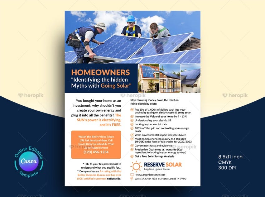 Solar Service Flyer Template of Canva Format - Heropik - Medium