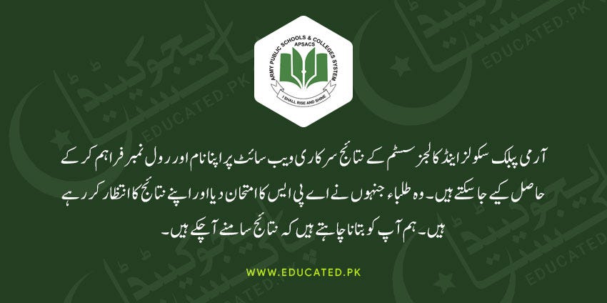 Apsacs Result 2024 Check Online Apms Pk By Pakistan Education