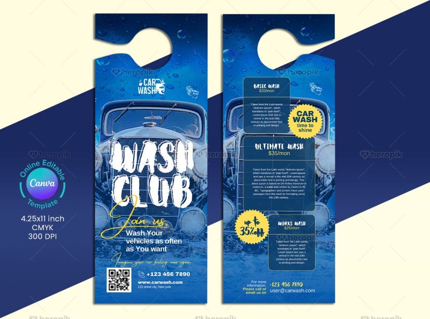 Club Car Wash Door Hanger Model - Heropik - Medium