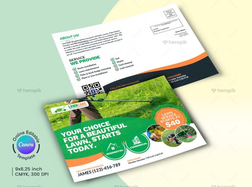 Lawn Care Service EDDM Mailer Canva Template - Heropik - Medium