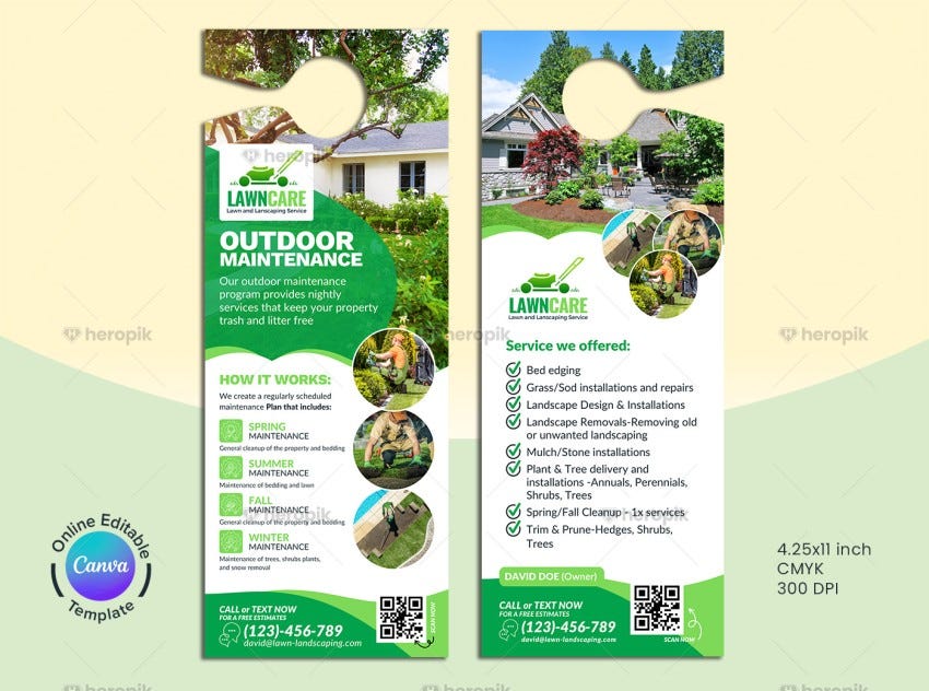 Landscaping Canva Door Hanger Template - Heropik - Medium