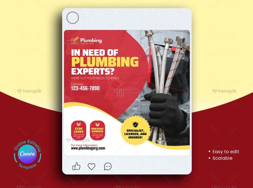 Plumbing Social Media Post Template - Heropik - Medium
