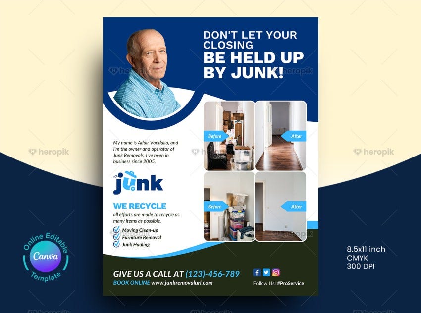 Junk Removal Flyer Template Canva - Heropik - Medium