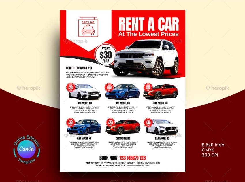 Rent A Car Enterprise Model of Canva Format - Heropik - Medium