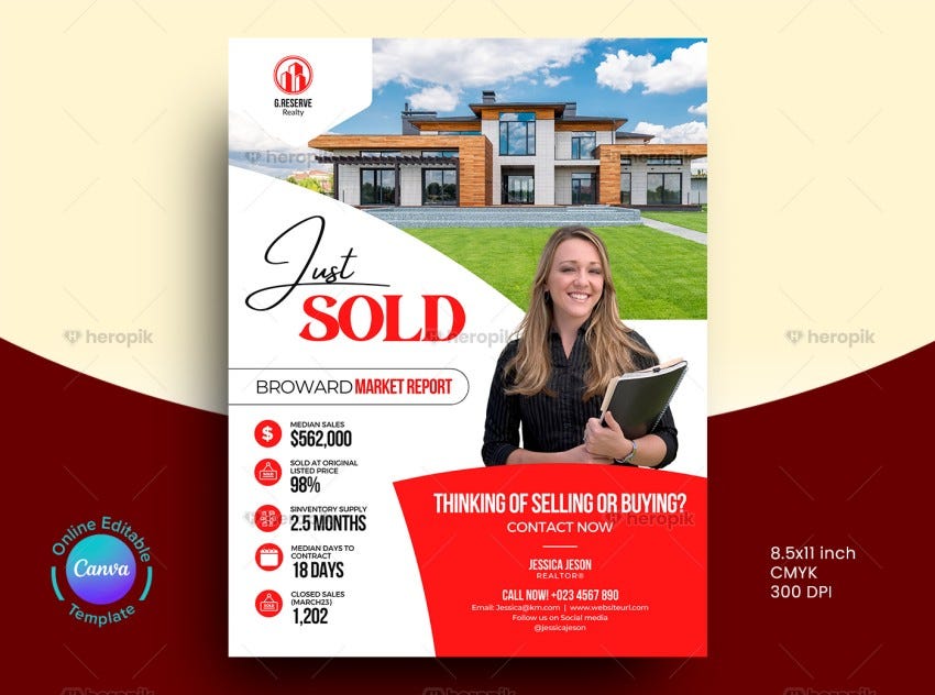 Just Sold Real Estate Flyer Canva Template - Heropik - Medium
