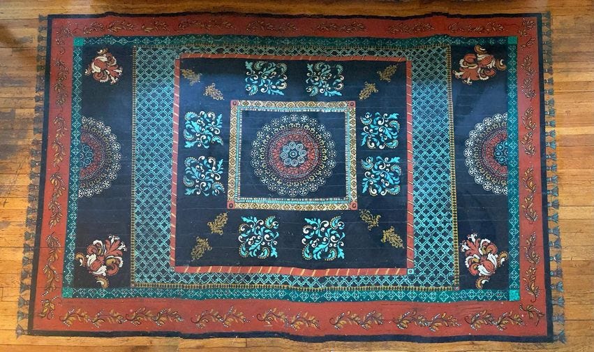 my mother painted this rug. My mother is selling my childhood home ...