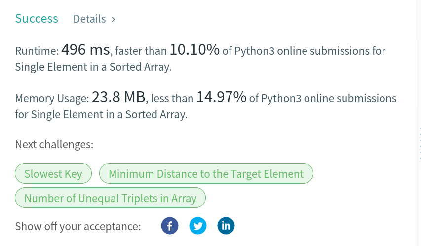 540. Single Element in a Sorted Array - Mergesuccessful - Medium 540. Single Element in a Sorted Array - Mergesuccessful - Medium