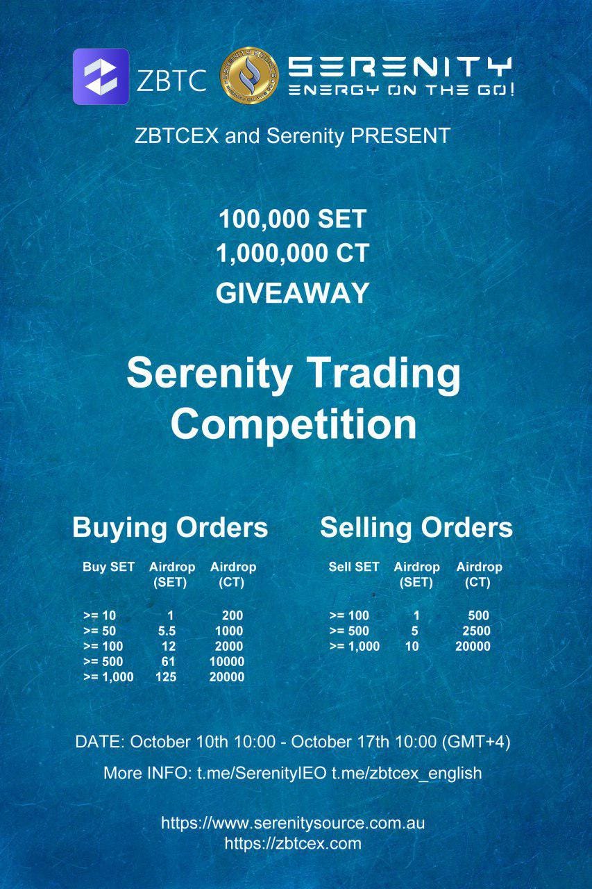 Serenity Source (SET) listing and trading competition begins on October ...