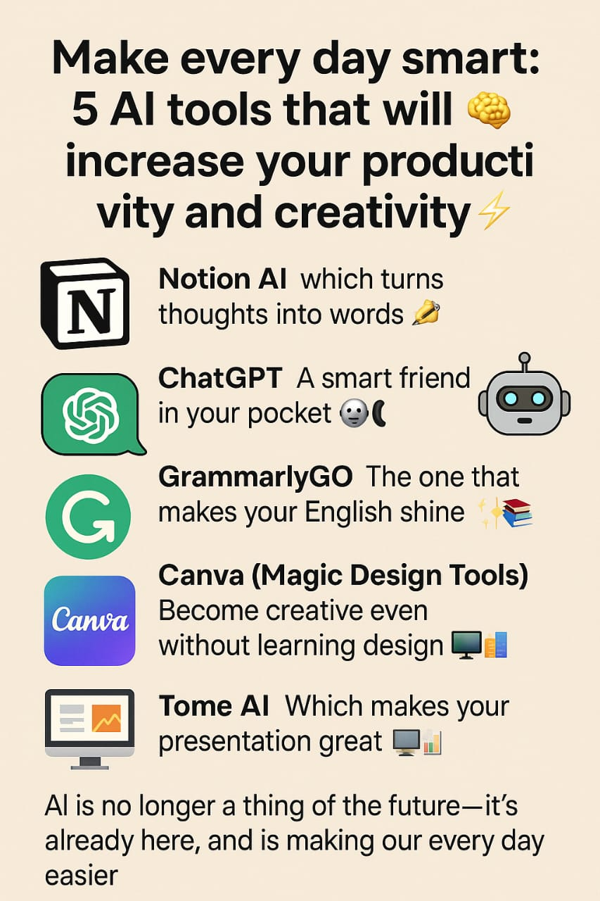 Make Every Day Smart: 5 AI Tools That Will Increase Your Productivity and Creativity⚡🧠 | by ...
