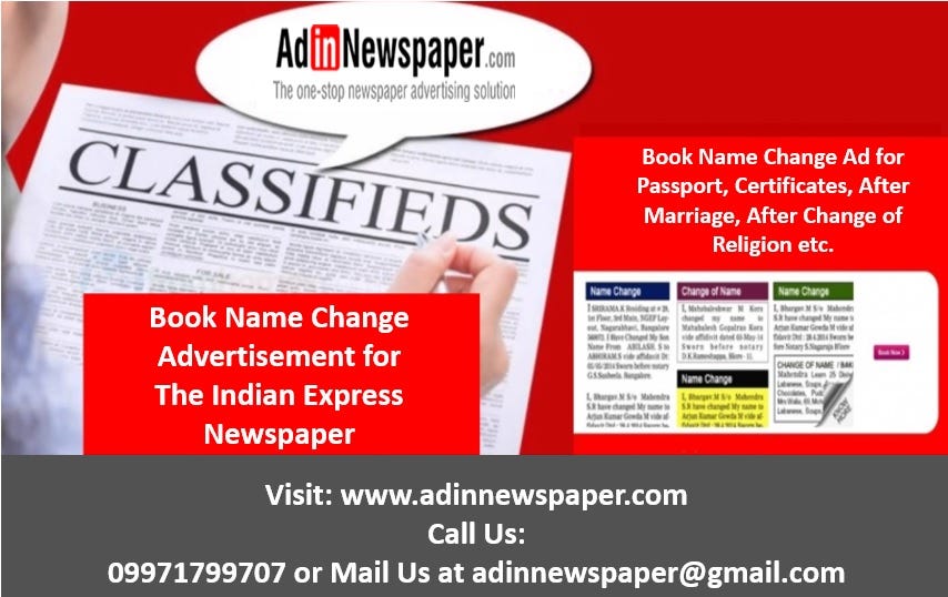 The Indian Express newspaper ads will help you change your name easily ...