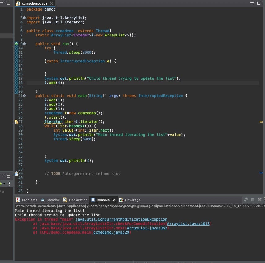 Concurrentmodificationexception When One Thread Is Iterating The… By Neetushaky Medium