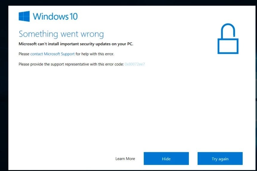 Microsoft cannot install important security updates on your PC ...