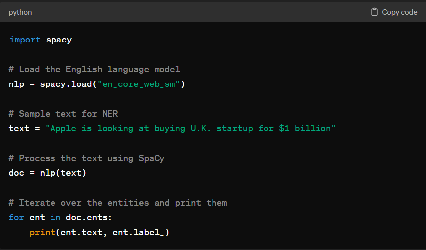 Spacy For NER(Named Entity Recognition) | by Vedant | Medium