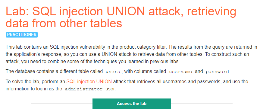 Lab: SQL injection UNION attack, retrieving data from other tables | by İlteriş Kaan PEHLİVAN ...